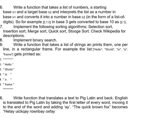 Solved A Write A Function That Takes A List Of Numbers A Chegg