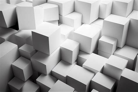 Abstract White Cubes Background 3d Render Illustration Square Shapes Generative Ai 22252023