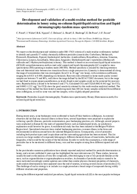Pdf Development And Validation Of A Multi Residue Method For