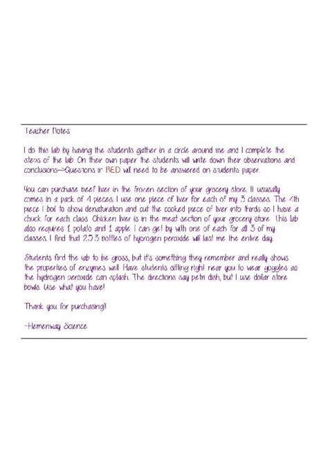 Enzyme Liver Lab By Hemenway Science Tpt