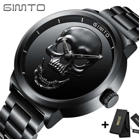 3D череп Личность Ретро Мода Мужские часы GIMTO крутой череп мужской ...