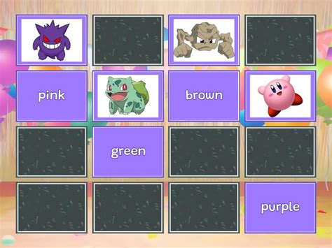 Memory Game Colors Matching Pairs