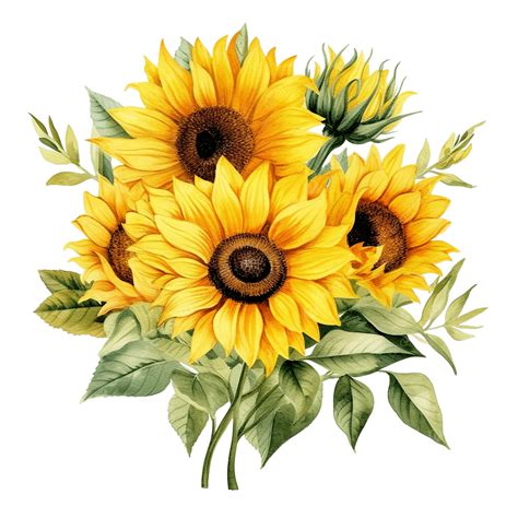 Watercolor Flower Yellow Sunflower Clipart Watercolor Flower Nature
