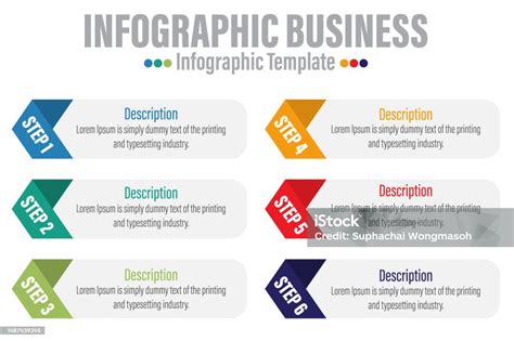 6단계 단계 로드맵 옵션 이정표 타임라인 프로세스 또는 워크플로가 포함된 6개의 옵션 종이 메모 모양 요소 비즈니스 데이터 시각화 프레젠테이션을 위한 창의적인 단계 인포