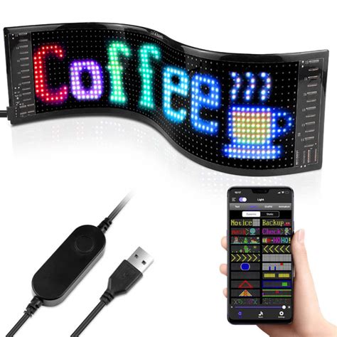 custom text pattern animation car coffee bar programmable led display