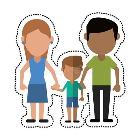 Mãe Do Pai Dos Desenhos Animados E Mãos Hing Do Filho Ilustração Do Vetor Ilustração De Mulher