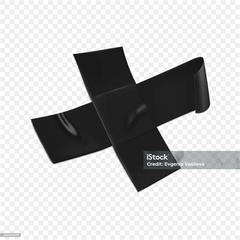 블랙 덕트 테이프 크로스 투명 한 배경에 격리 된 고정에 대 한 현실적인 검은 색 접착 테이프 크로스 스카치 크로스 사실적인