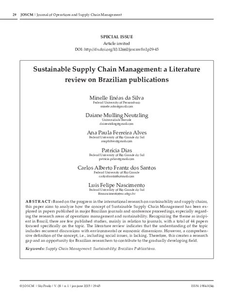 Pdf Sustainable Supply Chain Management A Literature Review