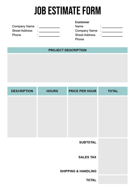 Blank Estimate Form Template Sampletemplatemyid
