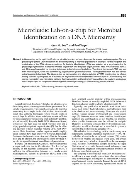 Pdf Microfluidic Lab On A Chip For Microbial Identification On A Dna