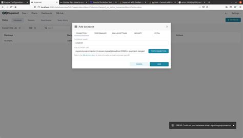 Superset With Docker Cannot Add Connection To External Mysql Stack