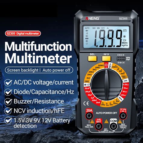Aneng Sz305 Multimeter Capacitor Tester With 1999 Counts Smart Voltmeter Ohm Meter For Precise