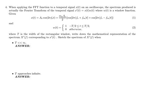 When Applying The FFT Function To A Temporal Chegg
