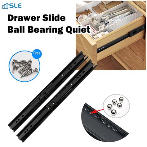 Drawer Slide 1 Pair Hydraulic Drawer Guide Soft Close Keyboard Drawer Desk Extension Ball