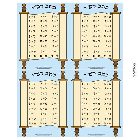 Alef Beis Print To Rashi Script Cards Walder Education