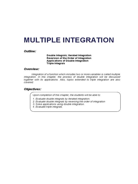 Multiple Integration Pdf Integral Area