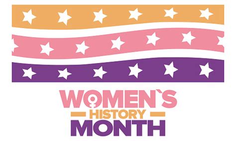 3월 여성 역사의 달 여성의 권리와 평등 세계에서 소녀의 힘 벡터의 여성 기호입니다 매년 여성의 역사에 대한 공헌을 기념하는 축하 포스터 엽서 일러스트레이션 여성 역사의