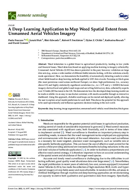 Pdf A Deep Learning Application To Map Weed Spatial Extent From