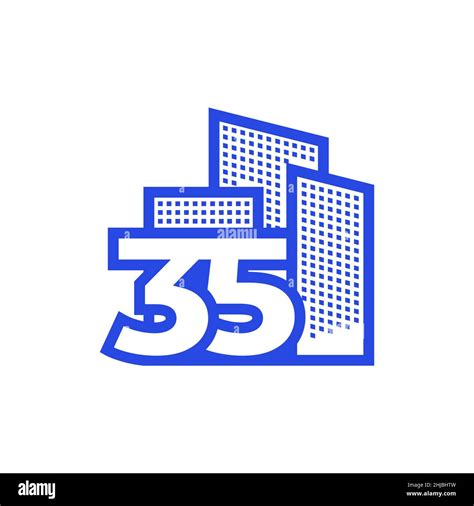 Number 35 With Building Logo Design Vector Graphic Symbol Icon