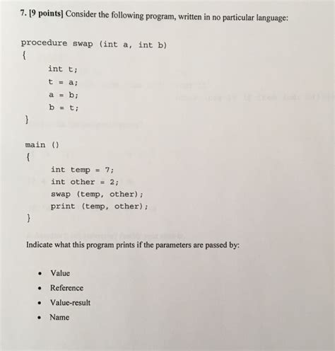Solved 7 9 Points Consider The Following Program Written