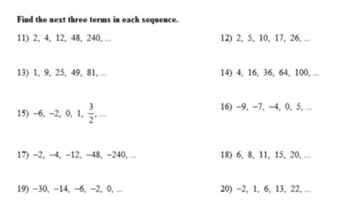 Solved Find The Next Three Terms In Each Sequence 11 2 4
