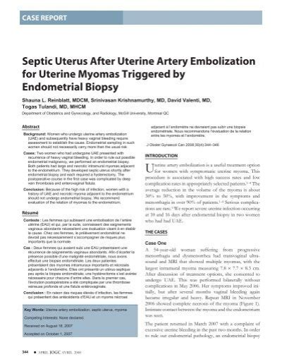 Septic Uterus After Uterine Artery Embolization For Uterine Jogc
