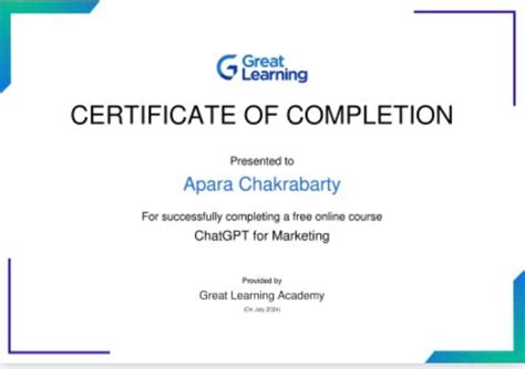 Apara Chakrabarty On Linkedin Successfully Completed A Course On ‘chatgpt For Marketing By Great