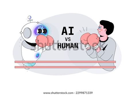 ai vs human artificial intelligence robot stock vector royalty free