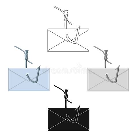 Hooked E Mail Icon In Outline Style Isolated On White Background
