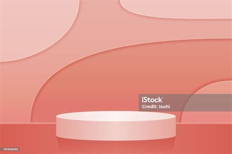 프리젠 테이션을위한 최소한의 라운드 장면 추상적인 분홍색 배경 종이 스타일을 잘라 3d 벡터 리얼리즘 광고 전시회를 위한 제품 연단 0명에 대한 스톡 벡터 아트 및 기타