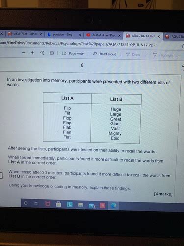 Memory Exam Questions Flashcards Quizlet