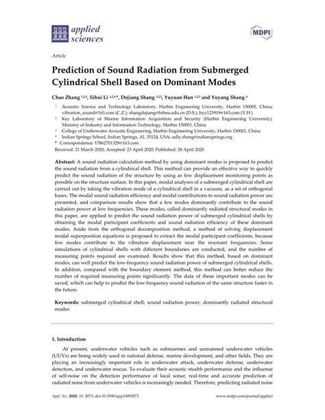 Pdf Prediction Of Sound Radiation From Submerged Cylindrical Shell