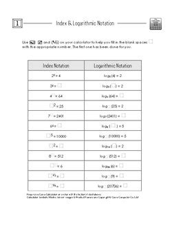 Index Logarithmic Notation Use Your Calculator To Help Fill In The Blanks