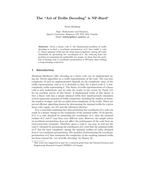 Pdf The Art Of Trellis Decoding Is Np Hard