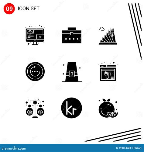 Set Of 9 Commercial Solid Glyphs Pack For Ui Reload Building Refresh Martyrs Stock