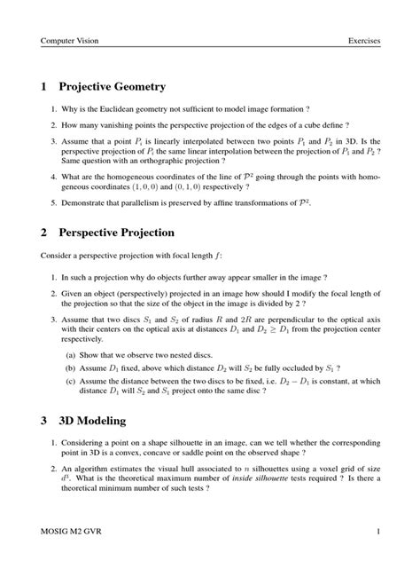 Exercises Pdf Cartesian Coordinate System Projective Geometry