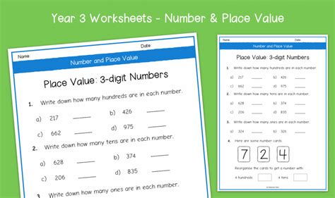 Year 3 Place Value 3 Digit Numbers Worksheets Ks2 Number And Place Value Primary Maths