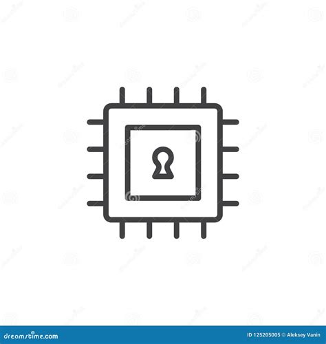 Cybersecurity Outline Icon Stock Vector Illustration Of Digital 125205005