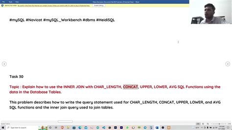 Q29 How To Use Charlength Concat Upper Lower Avg Sql Functions Youtube