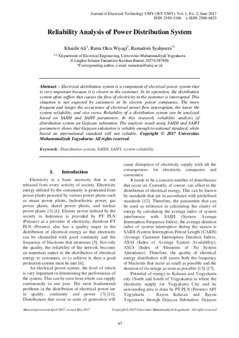 Pdf Reliability Analysis Of Power Distribution System