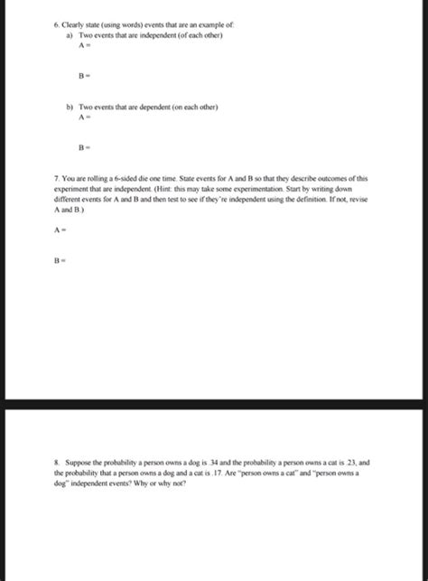 Solved 6 Clearly State Using Words Events That Are An Chegg Com