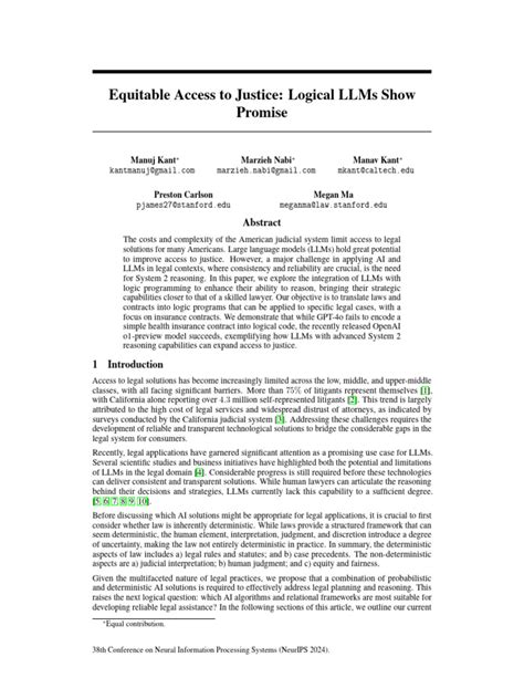 Equitable Access To Justice Logical Llms Show Promise Pdf