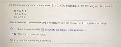 solved find the minimum and maximum values of z 2x 9y