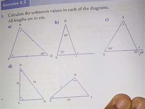 Calculate The Unknown Values In Each Of StudyX