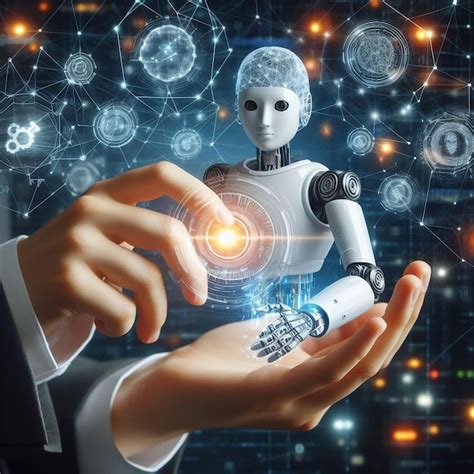 Premium Photo Ai Chip Artificial Intelligence Machine Learning Hands