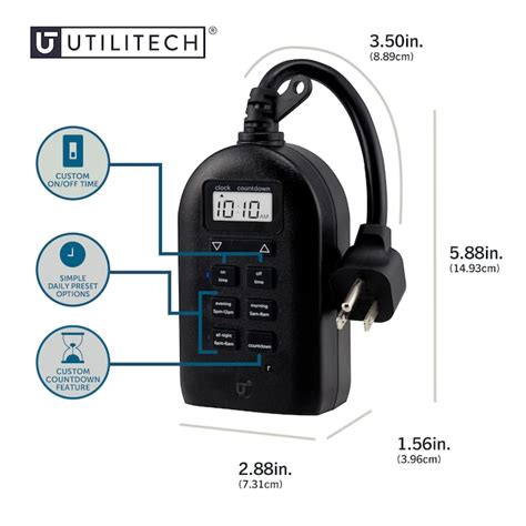 Utilitech 15 Amps 120 Volt Outdoor 2 Outlet Plug In Countdown Lighting