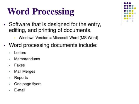 Ppt Basic Word Processing Powerpoint Presentation Free Download Id 3088547