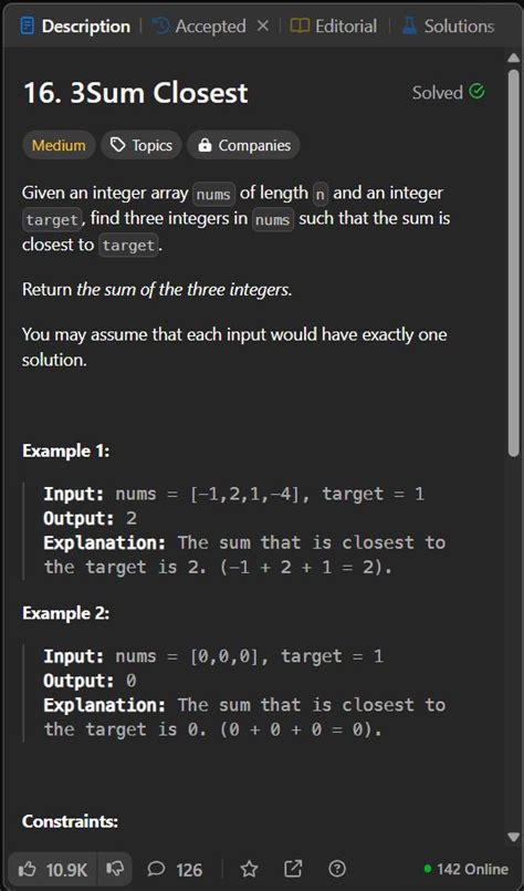 100daysofcode 100daysofcode leetcode 3sumclosest problemsolving