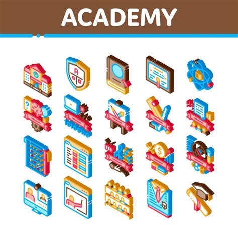 Academy Educational Isometric Icons Set Vector 18018906 Vector Art At