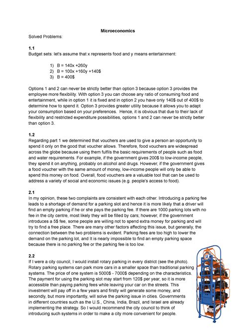 Microeconomics Problem Set Solved Ananev Egor Microeconomics Solved Problems Budget Sets